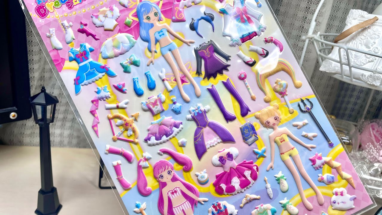 【ASMR】着せ替えシールあそび🌙👘👑 dress up sticker #doll #kawaii #cute #cutestickers ...