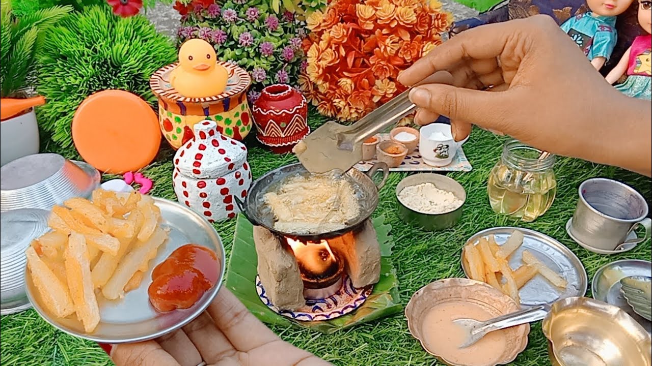 My little bini part-260৷৷mini food cooking , French fries making in ...