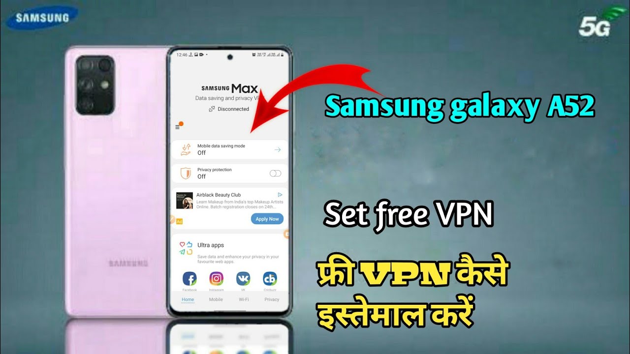 how to enable VPN on Android Samsung Galaxy A52 a72 - YouTube