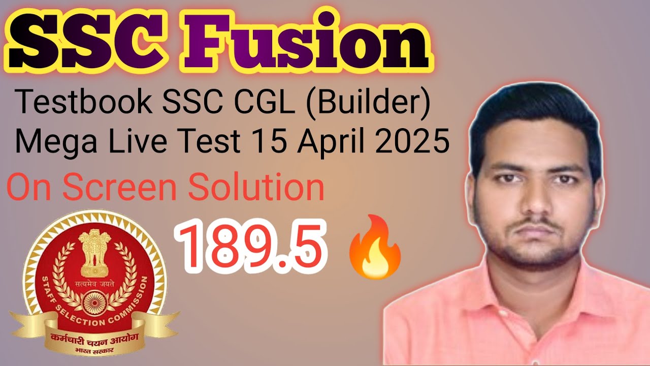 Testbook SSC CGL (Builder) Mega Live Test 15 April 2025 - YouTube