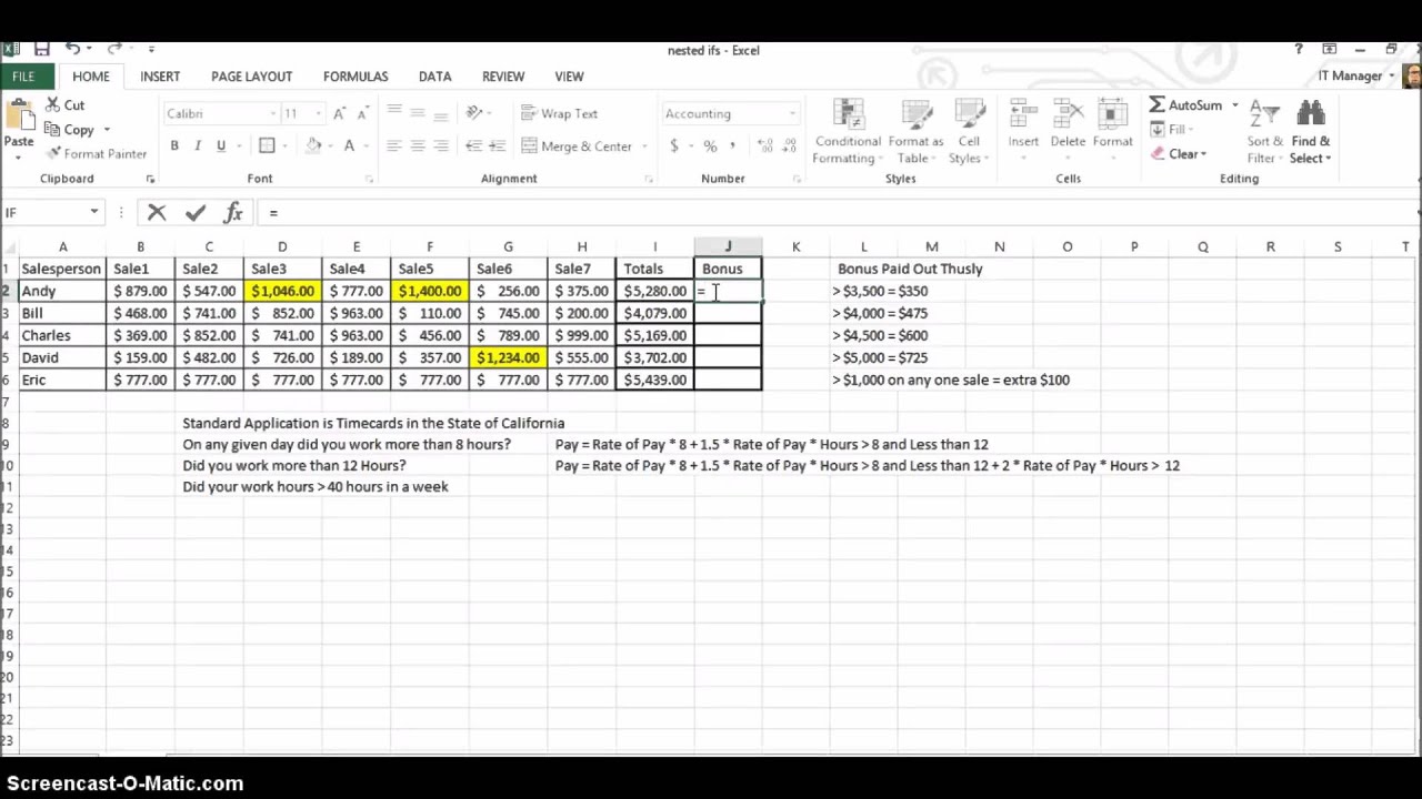 Nested Ifs In Excel YouTube Nested Ifs In Excel YouTube