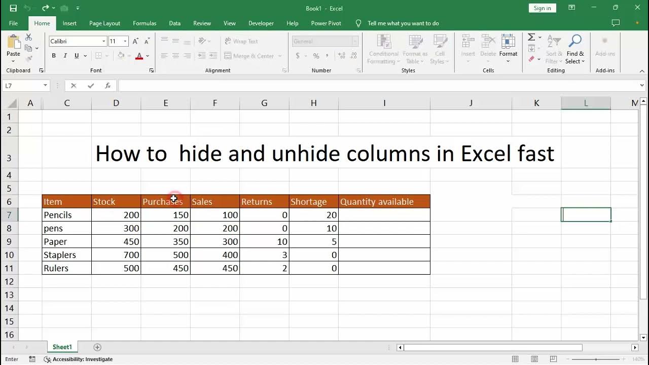 How to hide and unhide columns in Excel fast - YouTube