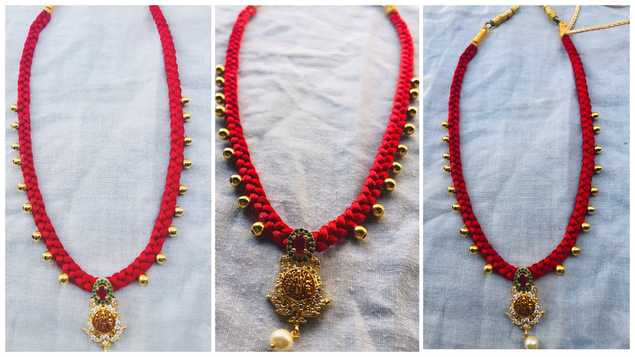 DIy How To Make Beautiful Silk Thread Necklace At Home silk Thread Necklace Making Tutorial RED diy-how-to-make-beautiful-silk-thread-necklace-at-home-silk-thread-necklace-making-tutorial-red