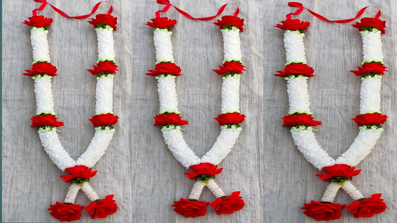 Ribbon Flower Garland||Puja Special Garland||Photo Frame Mala ||God ...