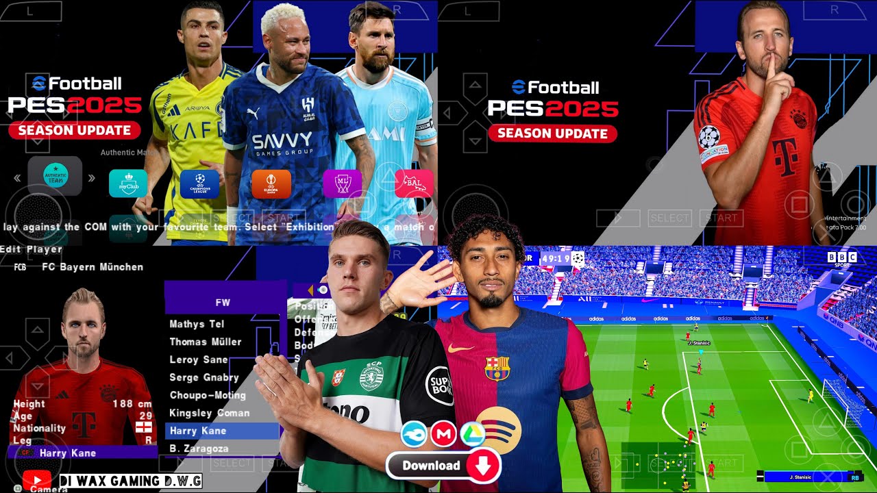 eFootball PES 2025 PPSSPP Download Update UCL New Kits 24/25 Season ...