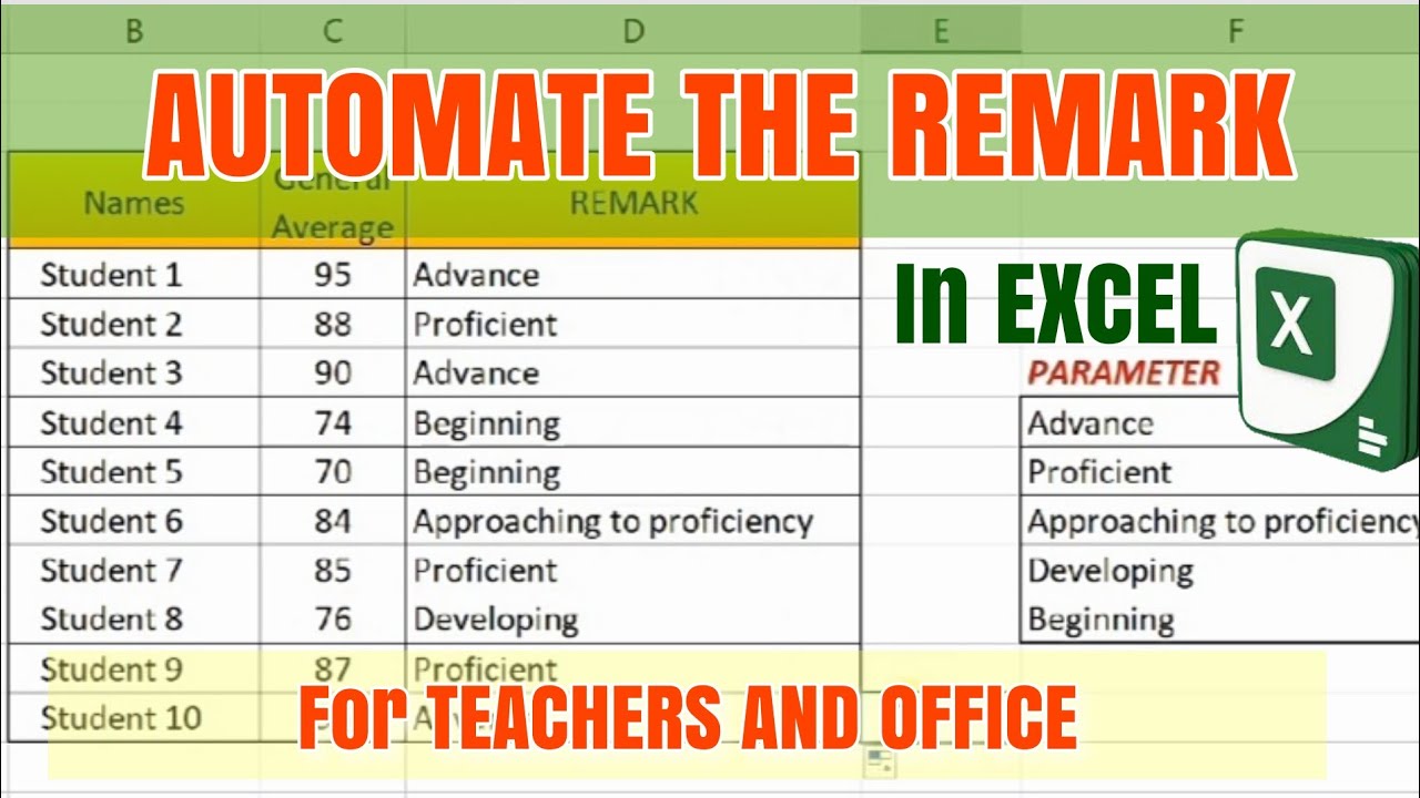 HOW TO AUTOMATE THE REMARKS In Excel YouTube how-to-automate-the-remarks-in-excel-youtube