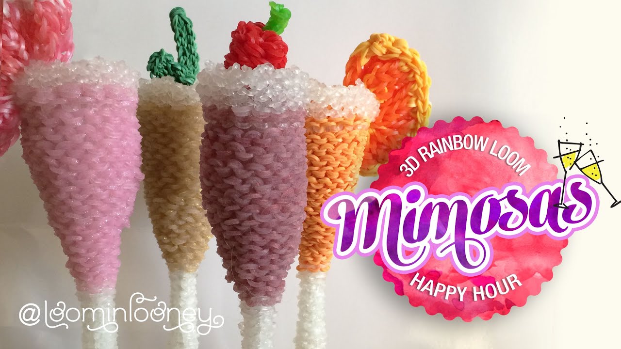Loom Mimosas / Champagne: 3D Rainbow Loom Cocktail Series - YouTube
