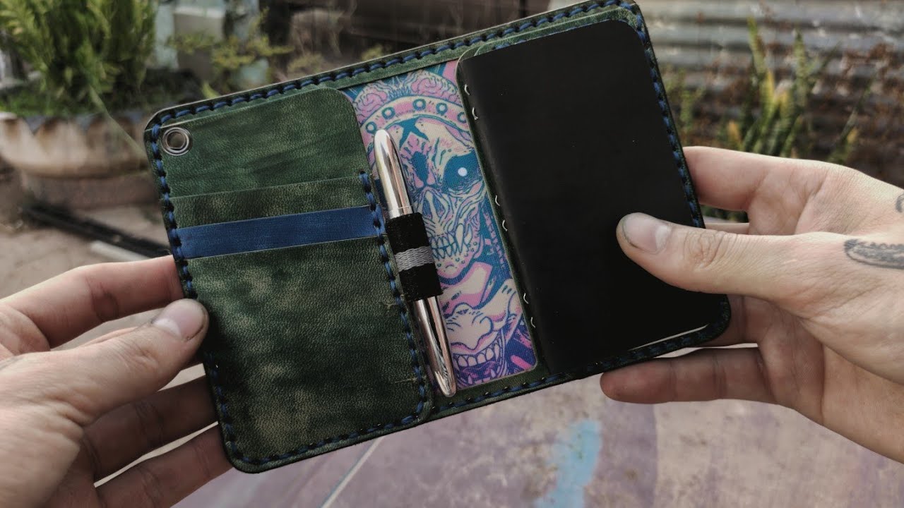 Vertical Leather Wallet with mini notebook & RFID protection - Jokagawi ...