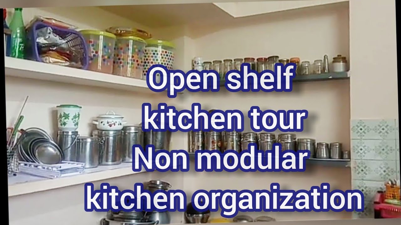 Small open shelf kitchen organization/kitchen tour - YouTube