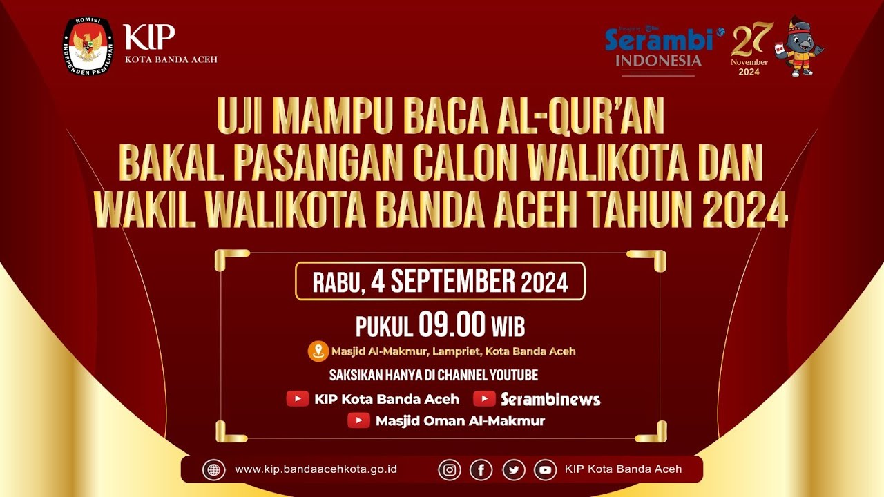 [LIVE] Uji Mampu Baca Al-Qur'an Bakal Calon Walikota dan Wakil Walikota ...