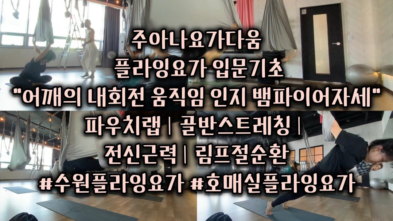 주아나요가다움 플라잉요가 입문기초 어깨의 내회전 움직임 인지 뱀파이어자세 파우치랩│골반스트레칭│전신근력│림프절순환수원플라잉