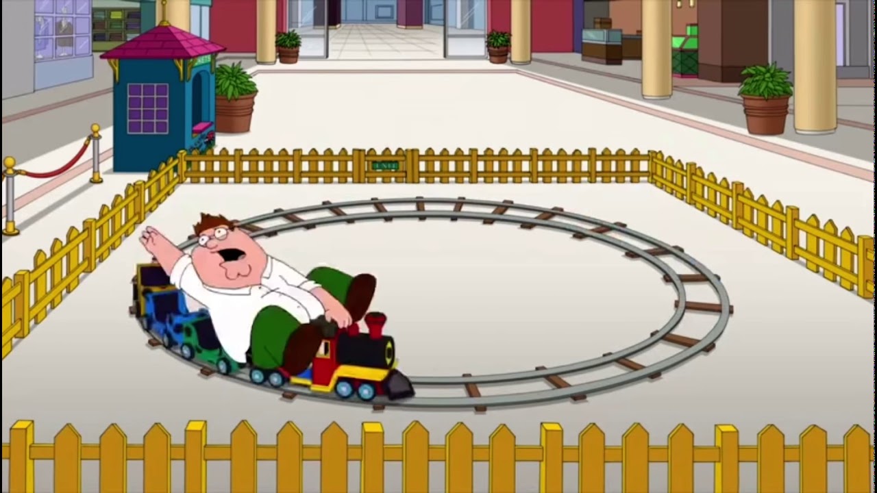 Peter Griffin gets stuck on a Mall Train - YouTube