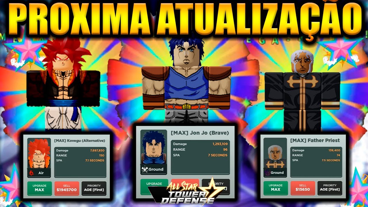 TODOS OS PERSONAGENS DA PRÓXIMA ATUALIZAÇÃO DO ALL STAR TOWER DEFENSE ...