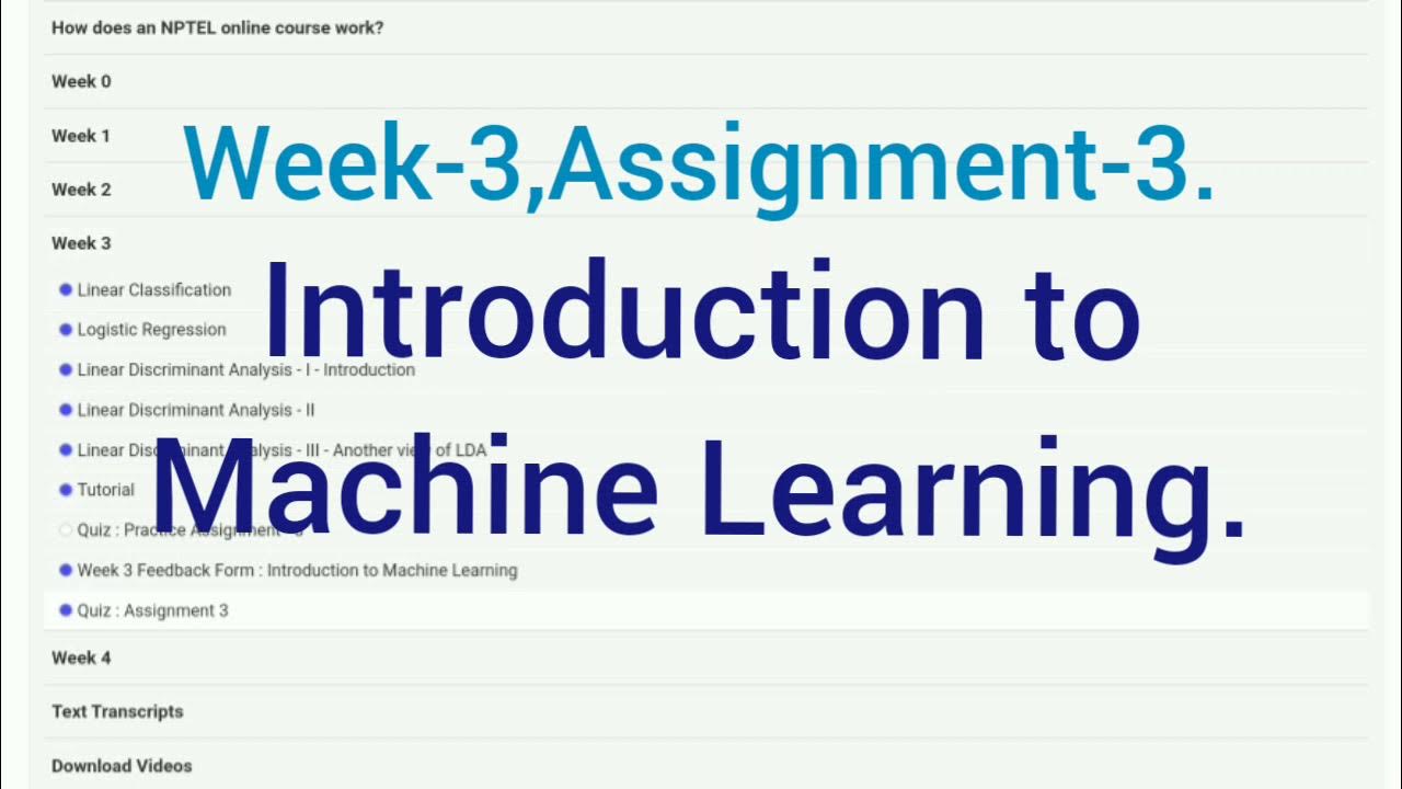 NPTEL || Introduction to Machine Learning || Week 3, Assignment 3 || ML ...