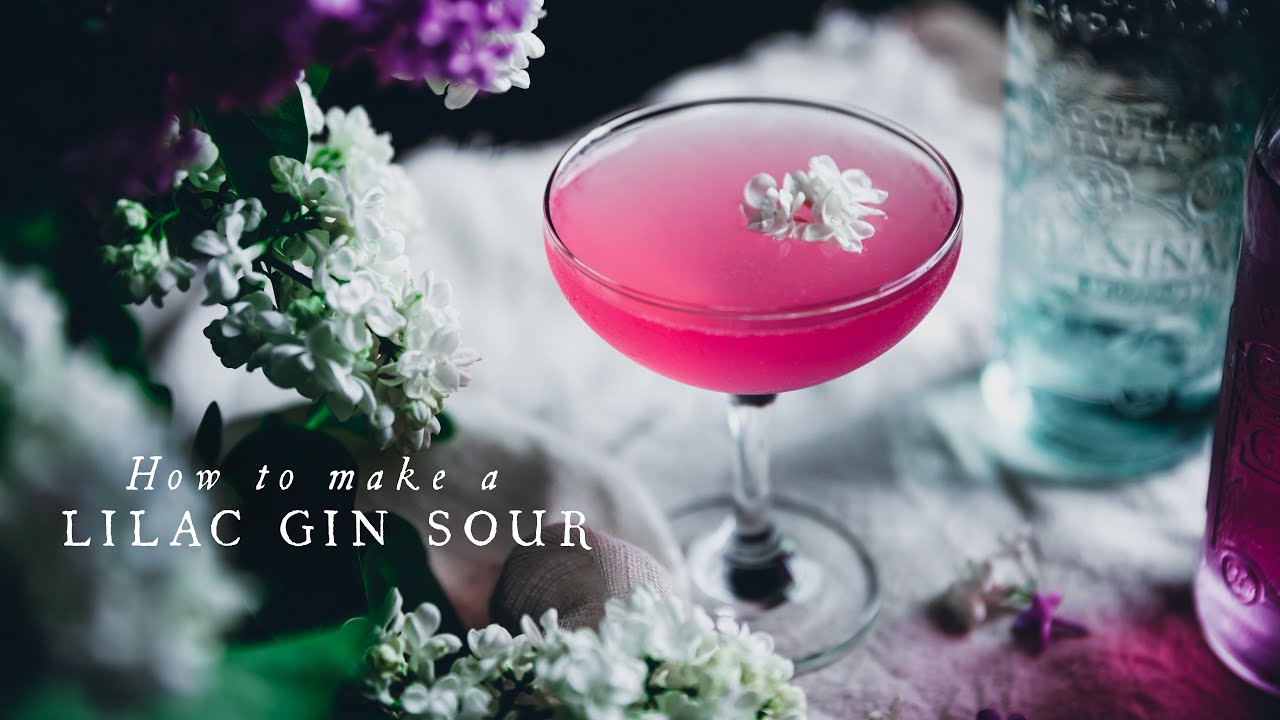 How to Make a Lilac Gin Sour Cocktail - YouTube