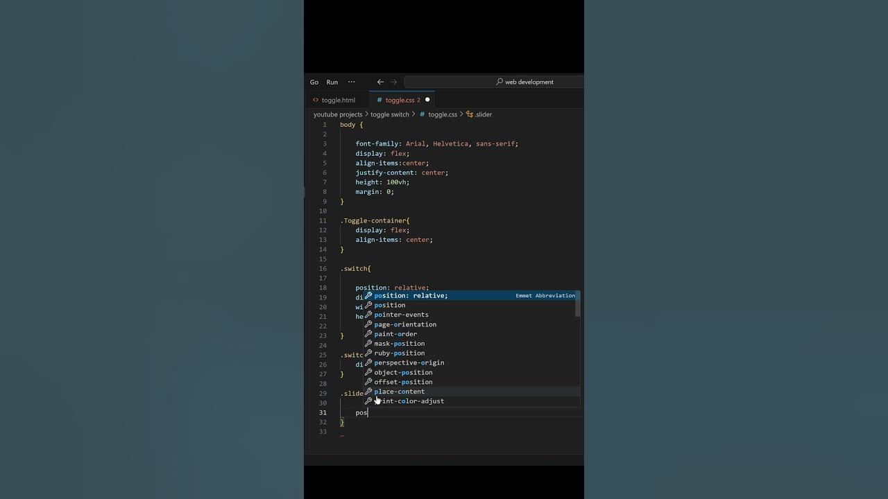 making a toggle switch using HTML,CSS.Js (part-2) [4K] - YouTube