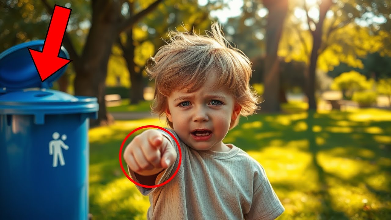 THE CHILD KEPT POINTING AT THE TRASH CAN AND CRYING, THE MOTHER WAS ...