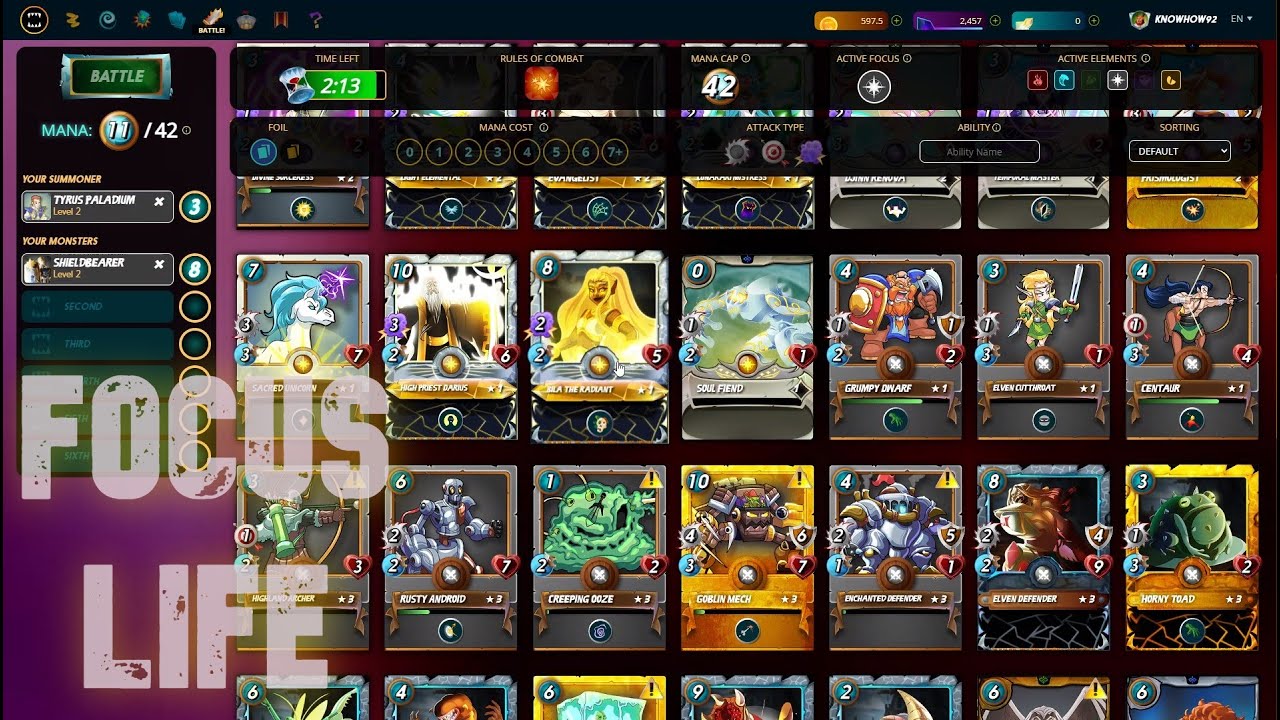 Splinterlands Focus: Life - A Fun Ranked Session - YouTube