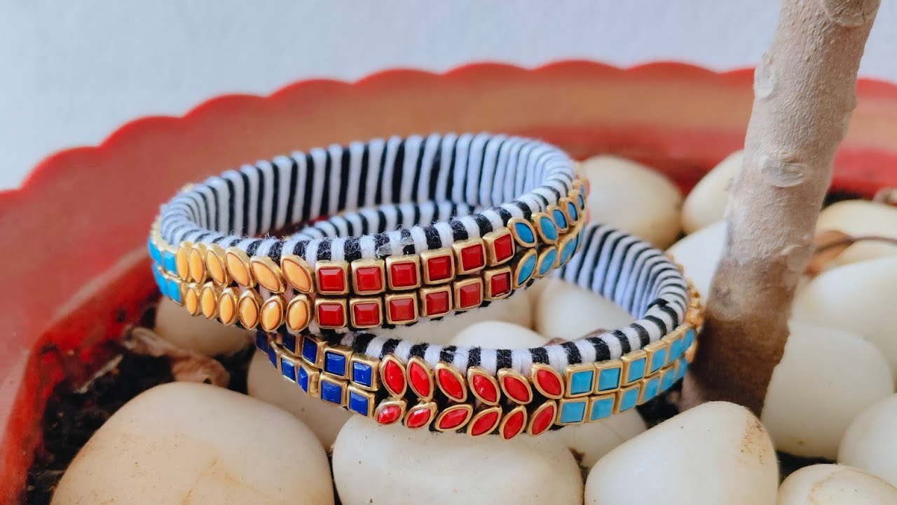 MULTICOLORED COTTON THREAD BANGLES IDEAS . - YouTube