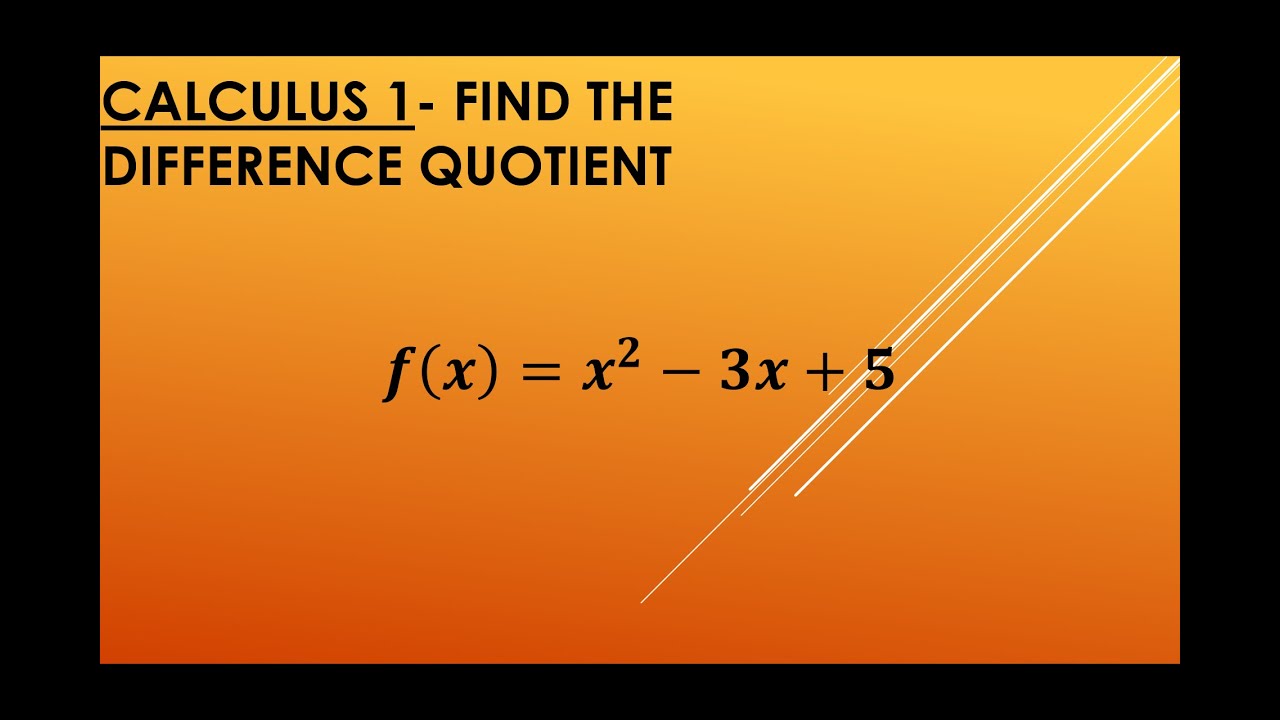 Calculus 1- Difference quotient ex. 1 - YouTube