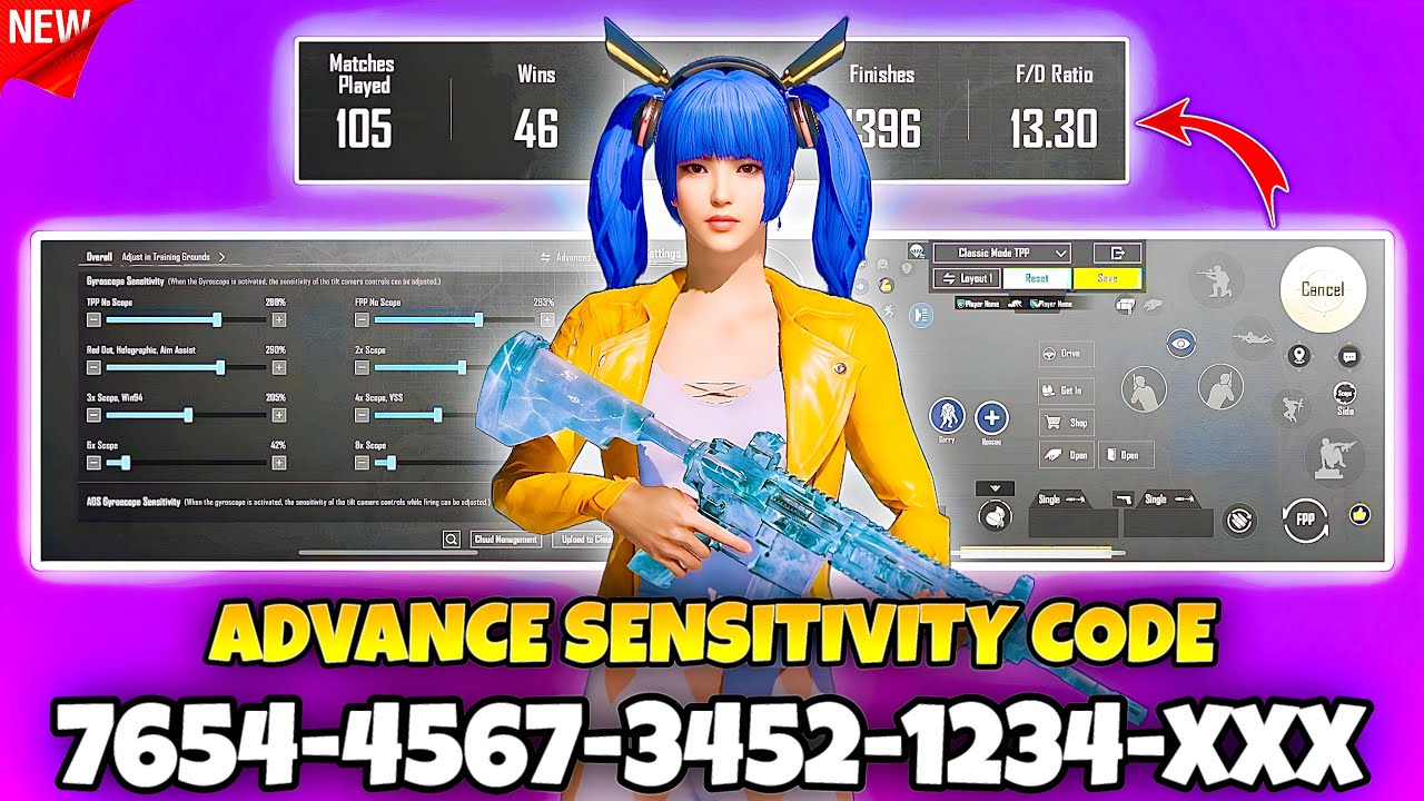 BGMI BEST 🔥 SENSITIVITY SETTINGS | BGMI SENSITIVITY CODE TODAY | BGMI ...