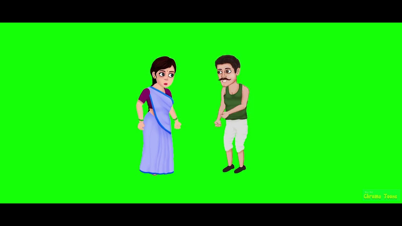cartoon animation Village kisan with wife green saree video @kidsride ...