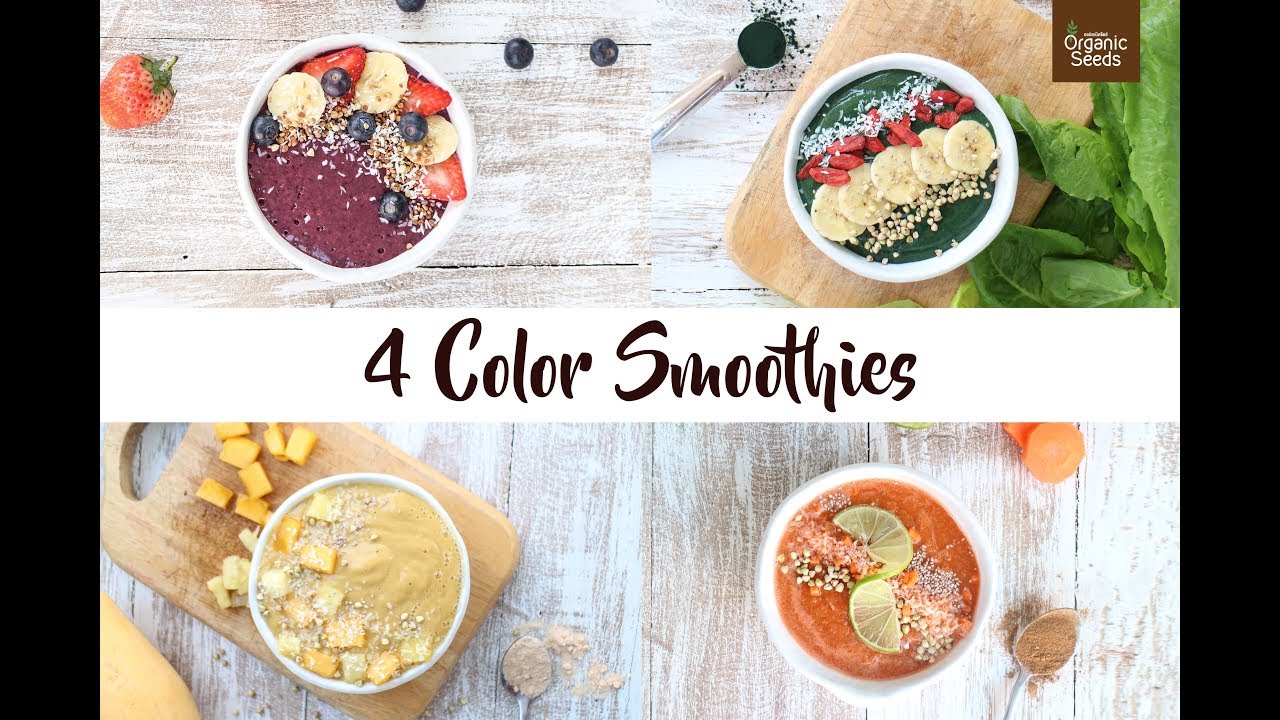 4 color smoothies สมูธตี้เพื่อสุขภาพ 4 สี 4 สูตร - YouTube