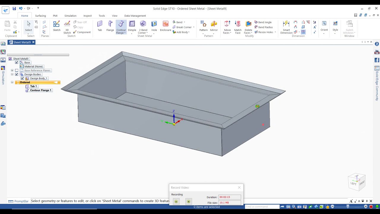 #56 Solid edge sheet metal contour flange - YouTube