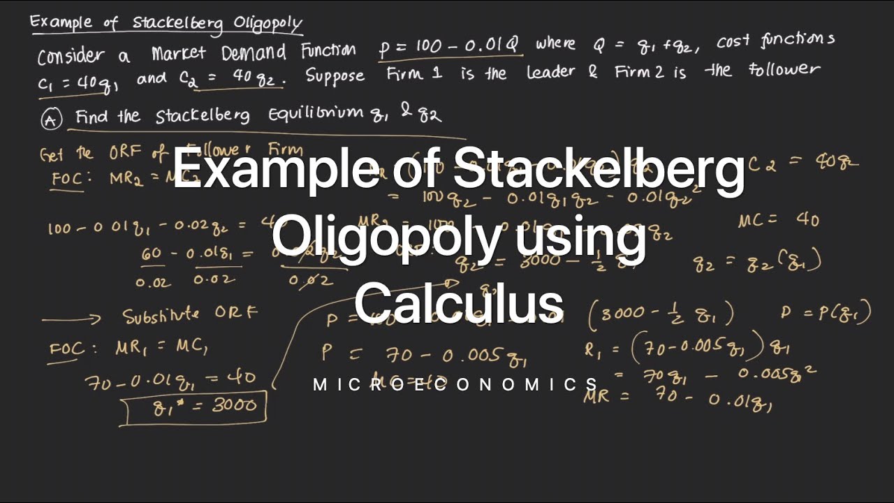 Example of Stackelberg Oligopoly using Calculus - YouTube