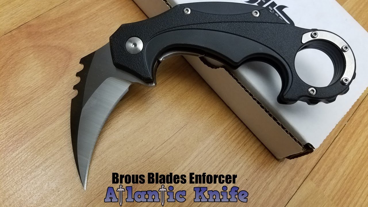 BROUS BLADES ENFORCER LINERLOCK D2 TOOL STEEL BLACK FOLDING KNIFE M001S ...