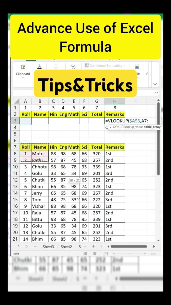 Advance Use Of Vlookup Formula In Excel Excel Exceltips Viral Shorts Exceltutorial Youtube