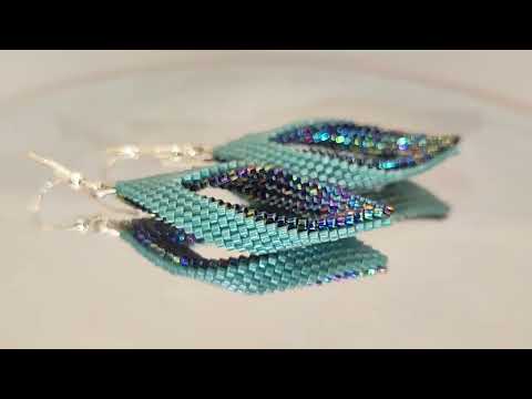 Leaf drop earrings (twisted peyote) made by ShinkaBeads - YouTube