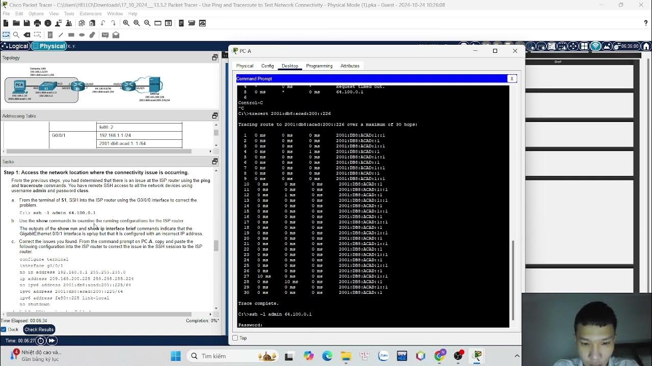 13.3.2 Packet Tracer - Use Ping and Traceroute to Test Network ...