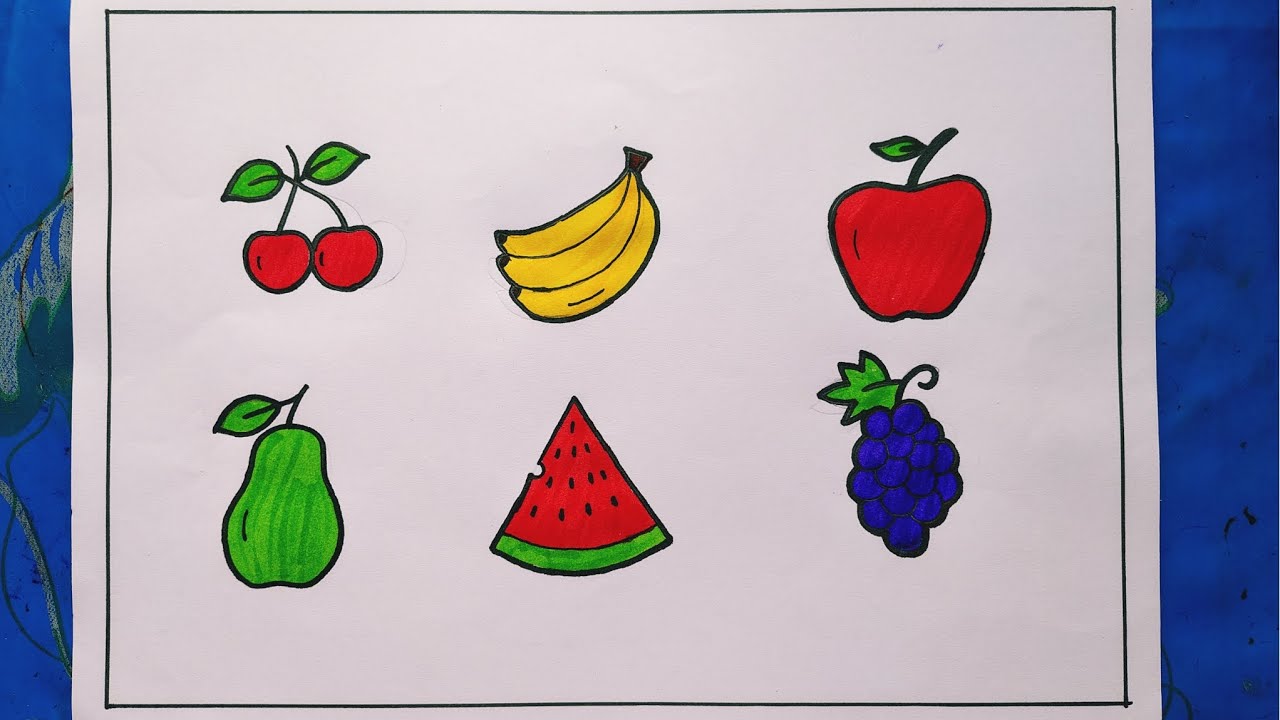 How To Draw Fruits step by step || Different types of fruits drawing ...