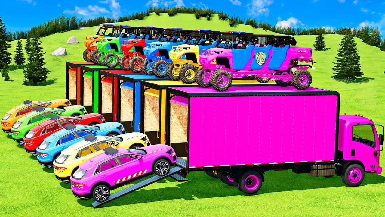 TRANSPORTING COLORS OF SWAT POLICE & AUDI POLICE CARS WITH ISUZU TRUCKS ...