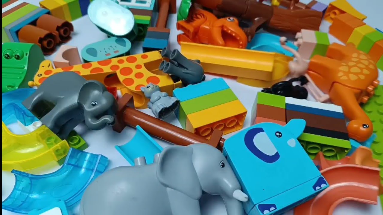 Satisfying Building Blocks Marble Run ASMR ⭐ Elephant seesaw course ...