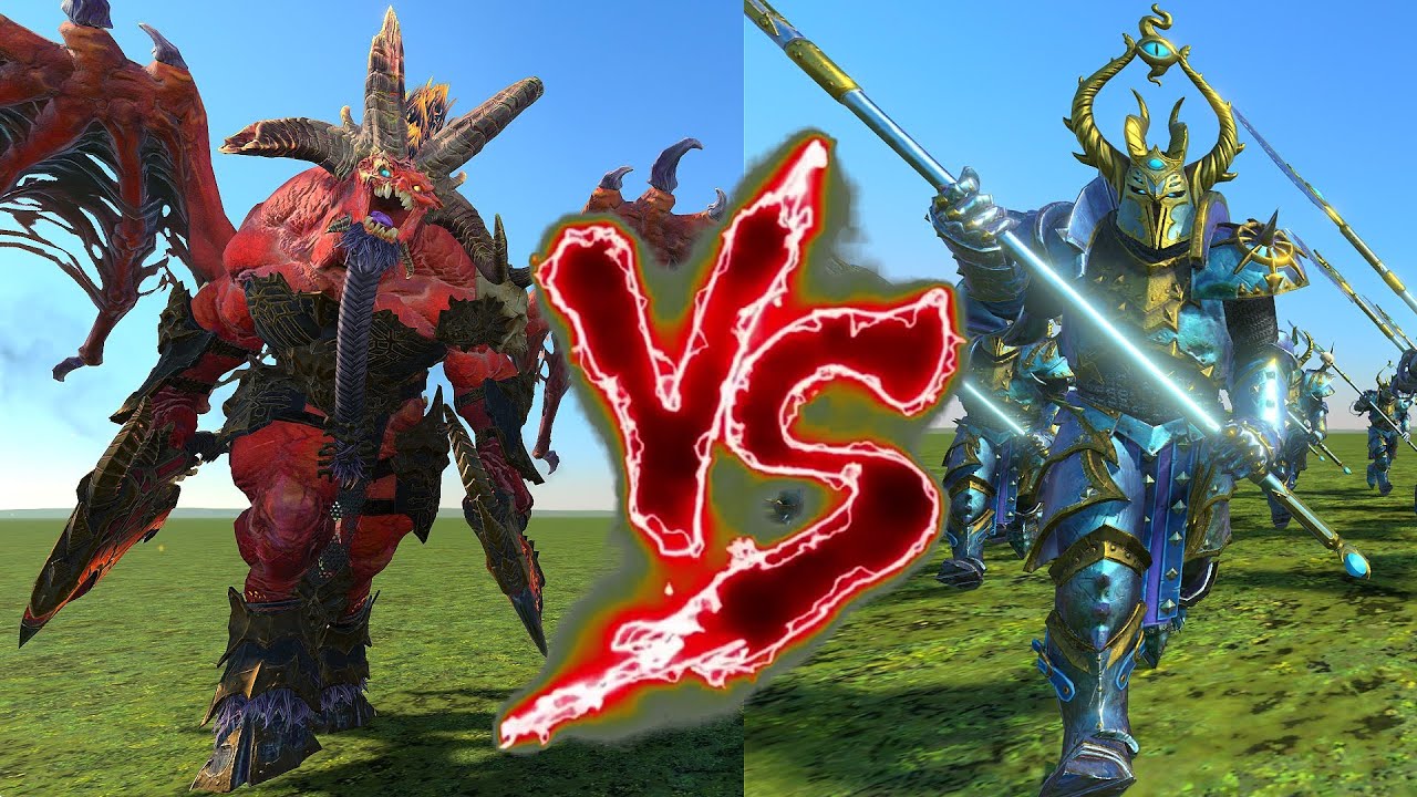 Skarbrand the Exiled VS Chosen of Tzeentch (Halberds). Total War ...