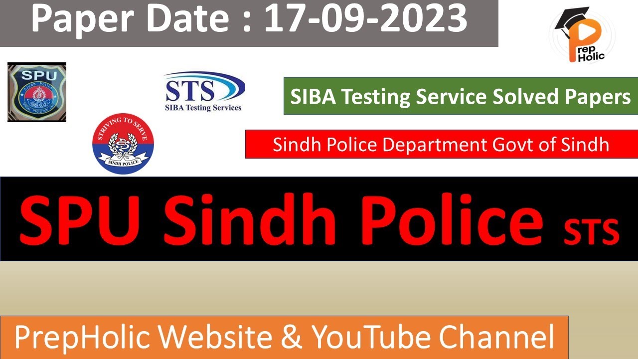 SPU Solved Paper Today||Special Protection Unit Sindh Police||STS Sindh ...