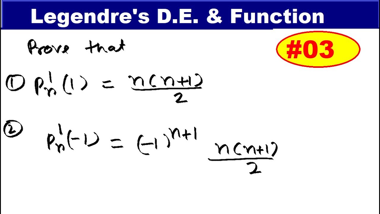 #13 Legendre's Differential Equation problem | Legendre's Function ...