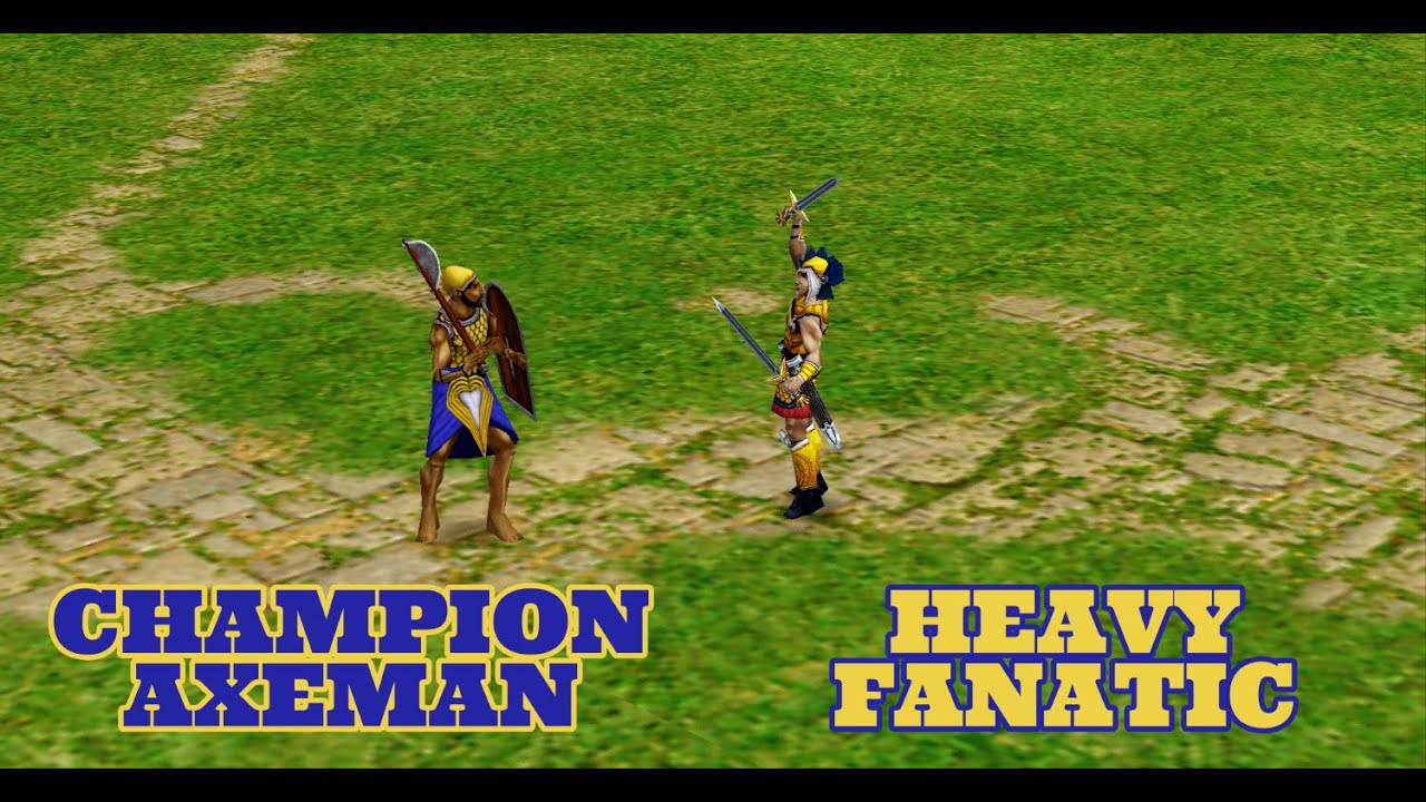 Age of mythology Champion axeman(fully upgraded) vs Heavy fanatic - YouTube