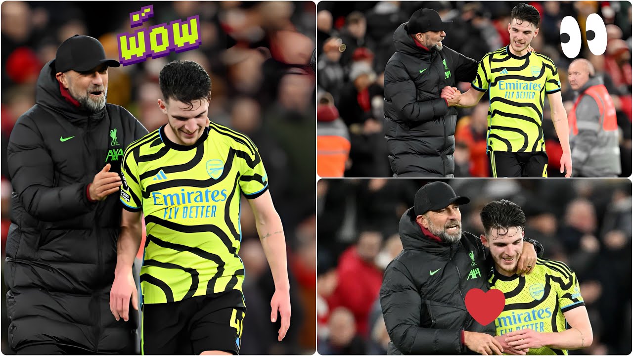 RESPECT🫡 Klopp HUGS & APPRECIATES Declan Rice after the Liverpool vs ...