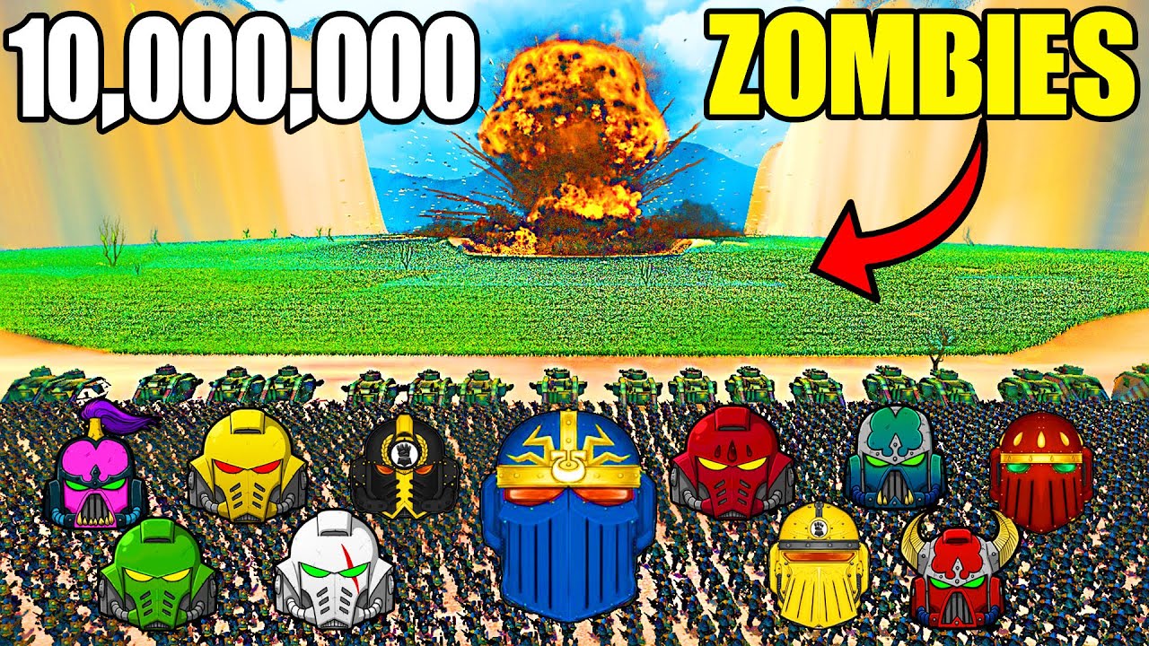Can All SPACE MARINES Hold DEATH TUNNEL vs 10,000,000 ZOMBIE ARMY Invasion?! UEBS 2: Warhammer ...