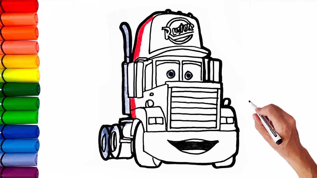 Drawing and coloring Mack from Lightning McQueen || Learn how to draw ...
