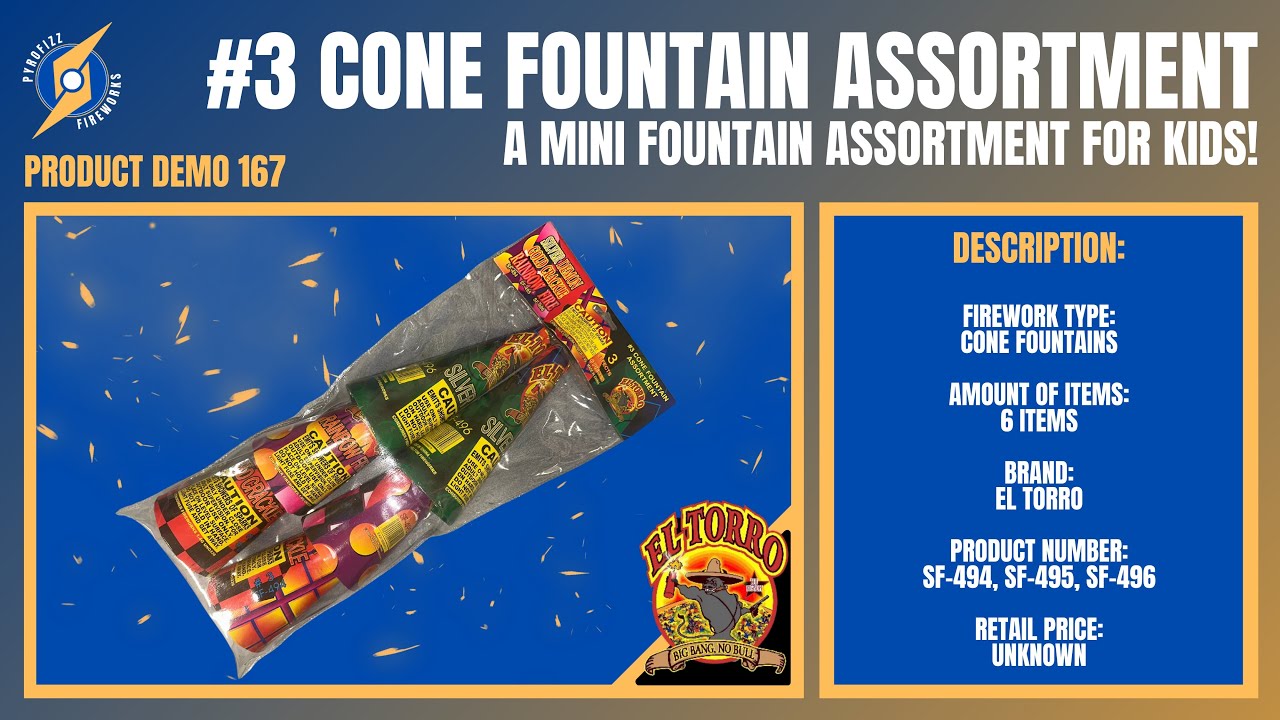 #3 Cone Fountain Assortment by El Torro Fireworks - YouTube