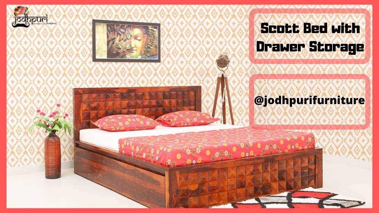 Scott Bed with Drawer Storage | wooden bed | beds | jodhpuri furniture ...