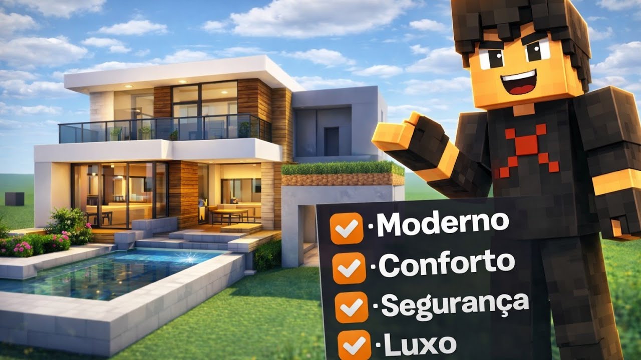 COMO CONSTRUIR uma CASA MODERNA no MINECRAFT (LINDA E SIMPLES!) - YouTube