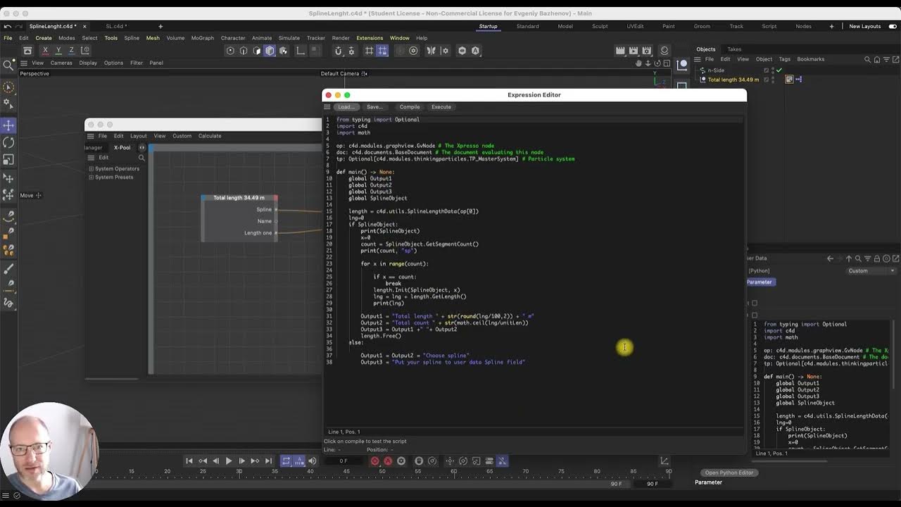 Cinema 4D XPresso SplineLength Part2 Phyton node - YouTube