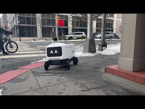 Uber Eats via robots in Jersey City (Video provided by Uber)