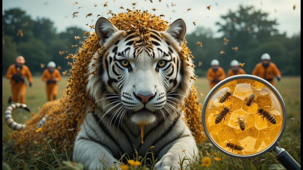 Honey bee's Attack on a weak tiger rescued by white tiger #tiger # ...
