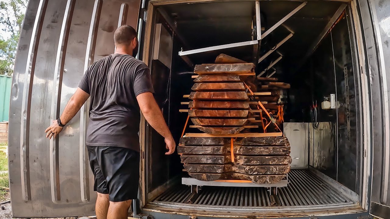 Loading $30,000 Worth Of Slabs Into Our Lumber Kiln - YouTube